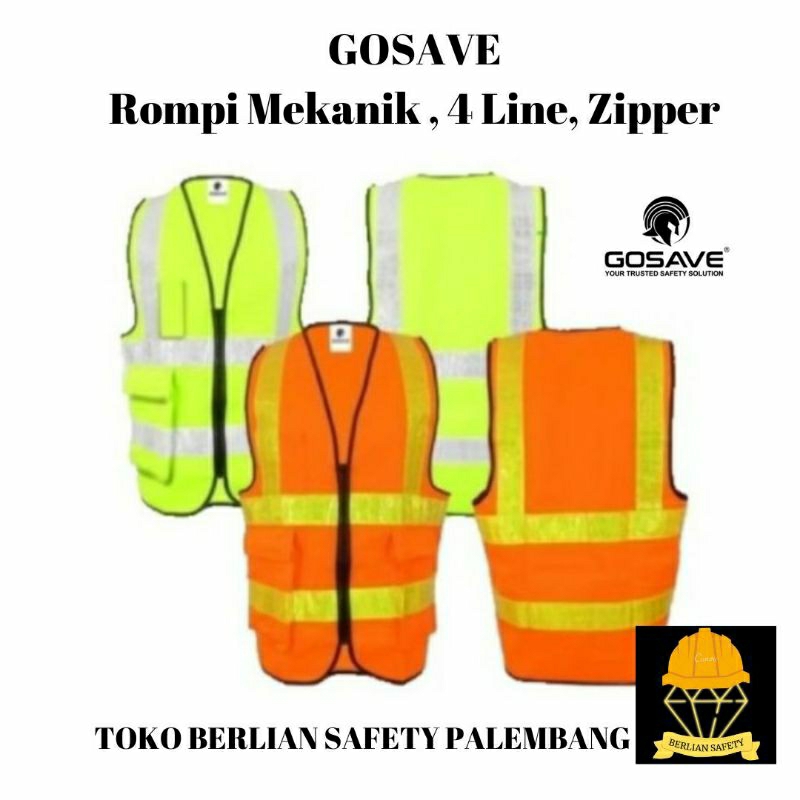 Jual Rompi Safety Proyek Mechanic Zipper MERK GOSAVE | Shopee Indonesia