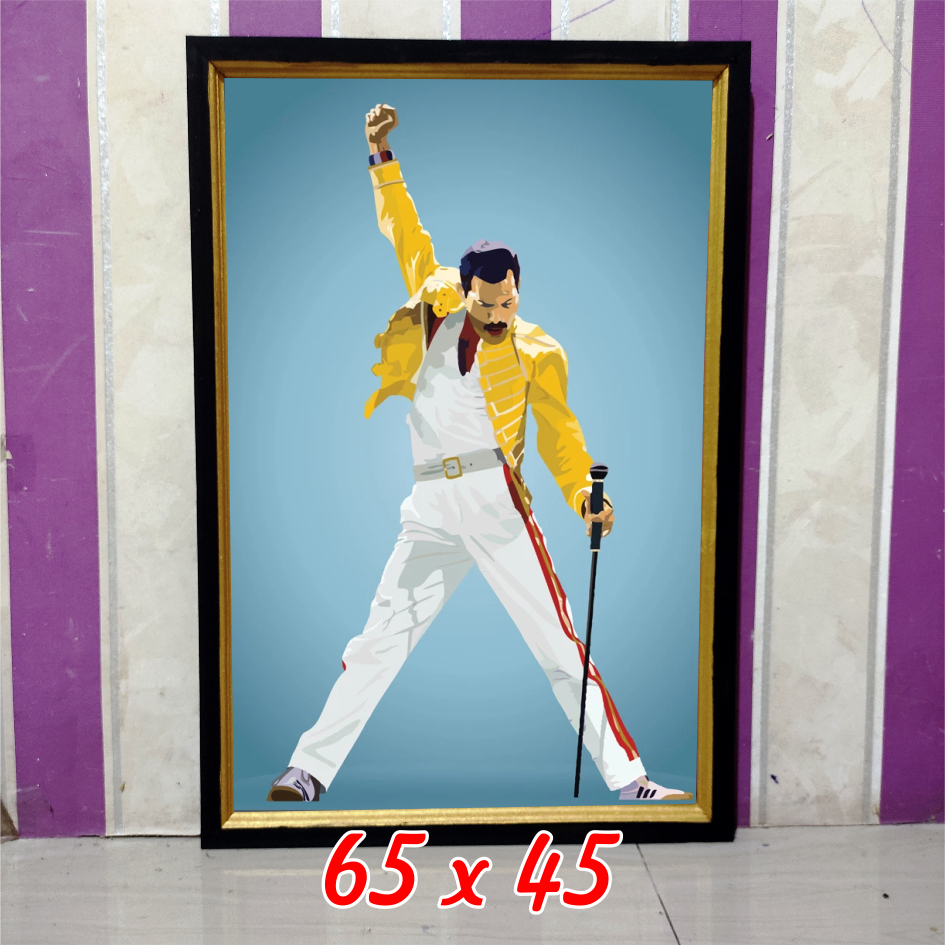 Jual [176] Lukisan Cetak Freddie Mercury Vokalis Queen Plus Bingkai ...