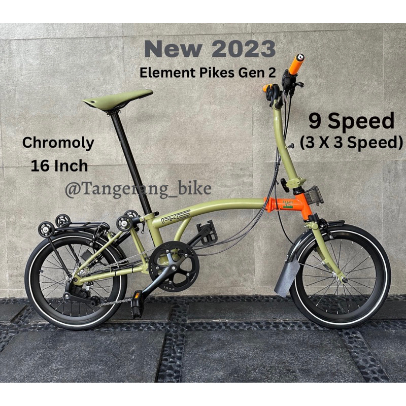 Jual Sepeda Lipat Element Pikes Gen 3 New 9 Speed 16 Inch Like ...