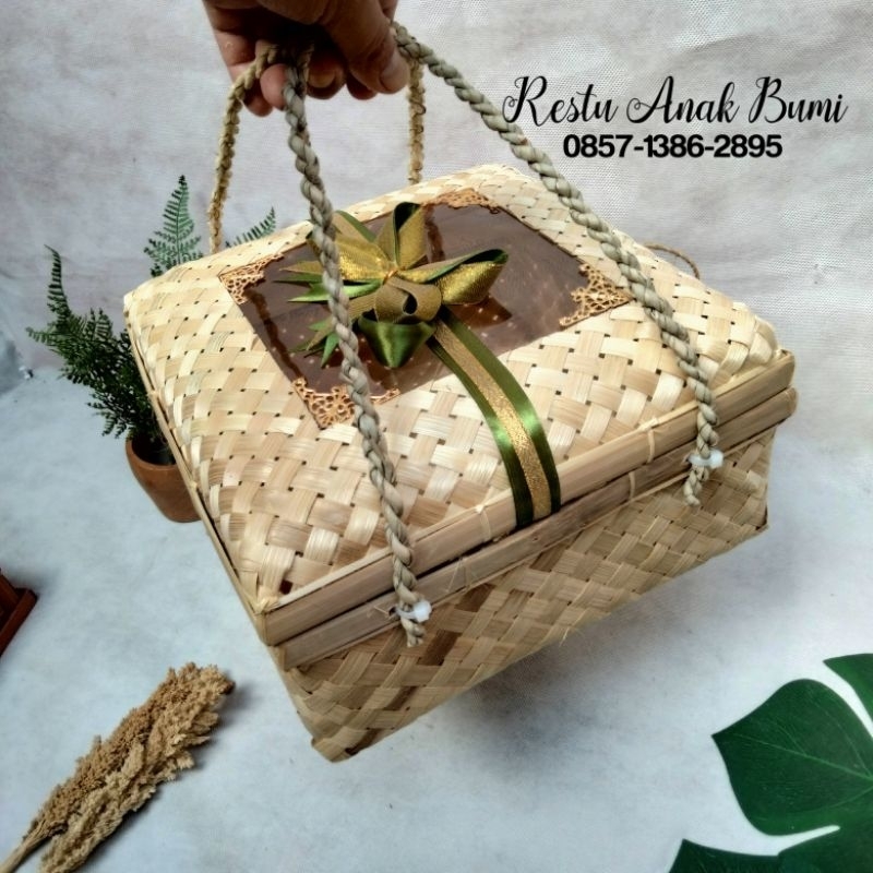 Jual ( SKS ) kotak keranjang anyaman bambu Sokasi wadah hantaran tempat ...