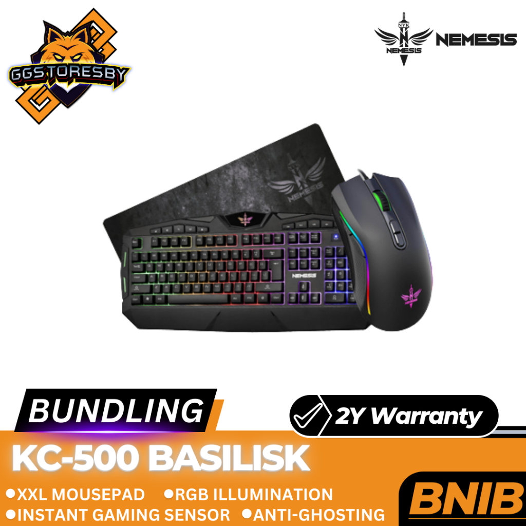 Jual NYK KC-500 BASILISK KEYBOARD GAMING COMBO | Shopee Indonesia