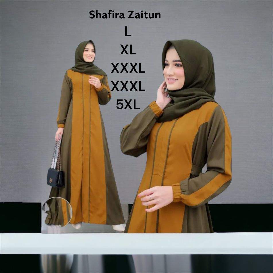 Jual Gamis Wanita Jumbo Terbaru Shafira + FREE HIJAB / KHIMAR - Gamis Jumbo Polos Modern L XL ...