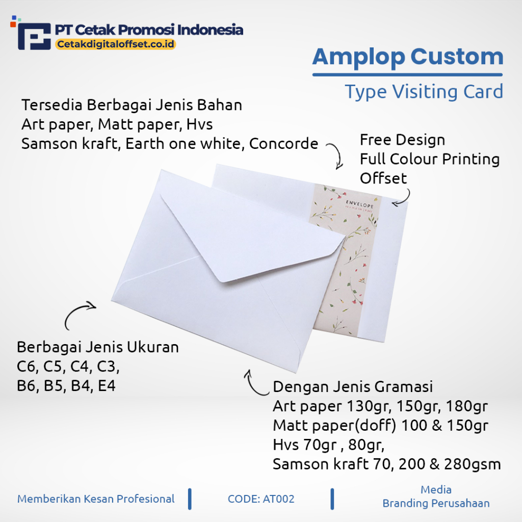 Jual Cetak Amplop Type Visiting Card | Custom design amplop | Cetak ...