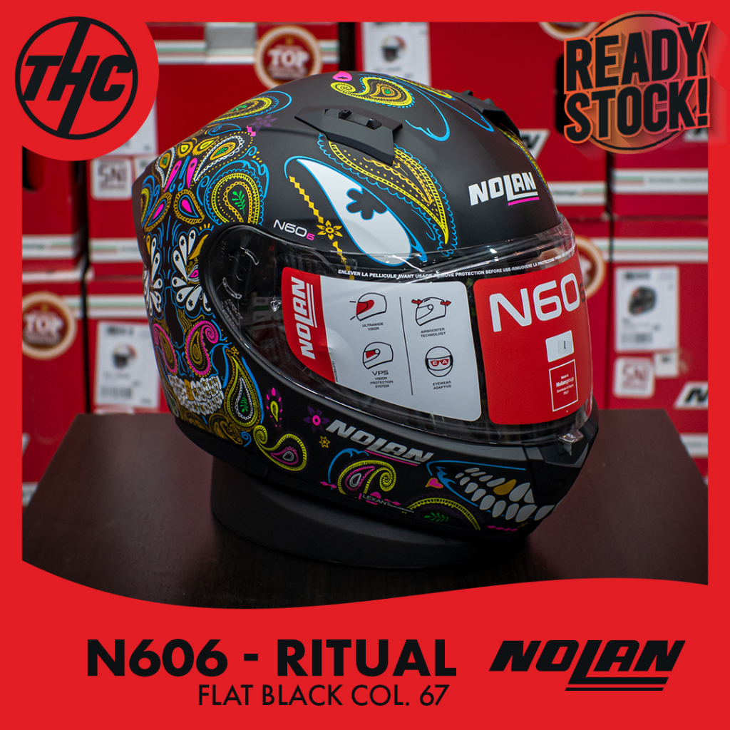 Jual NOLAN N60-6 067 RITUAL FLAT BLACK N606 FULL FACE HELM DOUBLE VISOR ...