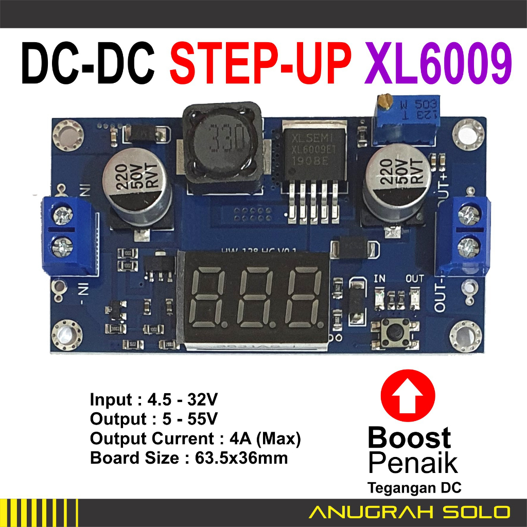 Jual XL6009 DC-DC Step-Up module with Voltmeter | Shopee Indonesia