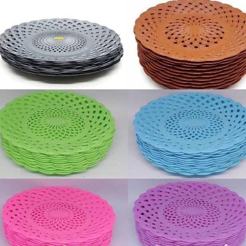 Jual Piring rotan plastik motif anyaman Harga Lusinan 12 pcs | Shopee Indonesia