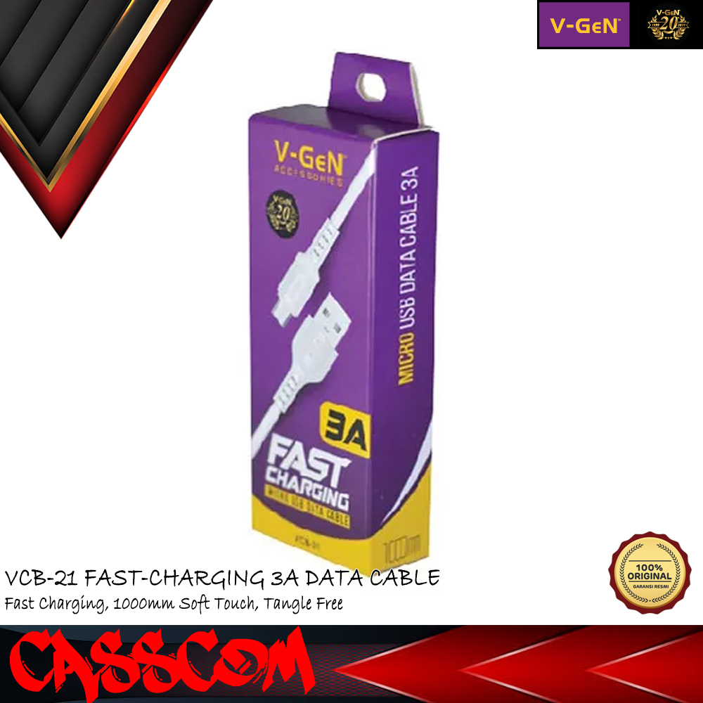 Jual Kabel Data Micro USB V-GeN VCB-21 Fast Charging 3A Vgen 1 Meter ...