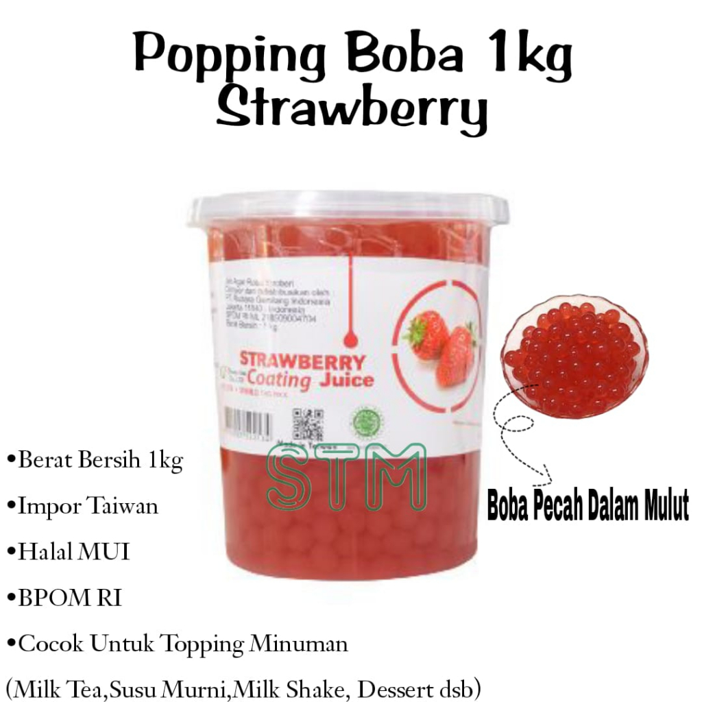 Jual Popping Boba 1Kg (Strawberry) | Shopee Indonesia