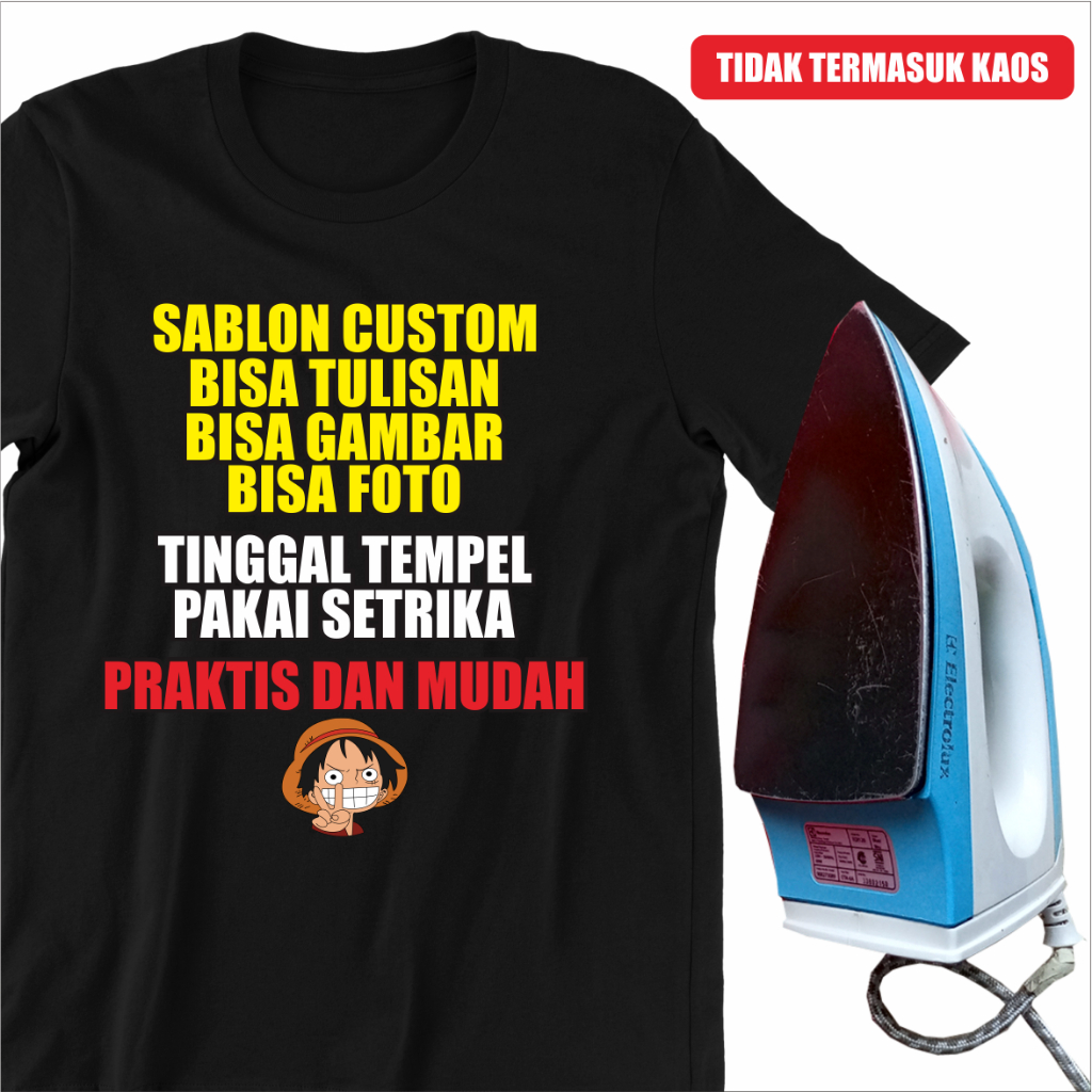 Jual SS002 Sablon Setrika DTF Custom Logo - Tulisan - Foto Bebas Warna ...