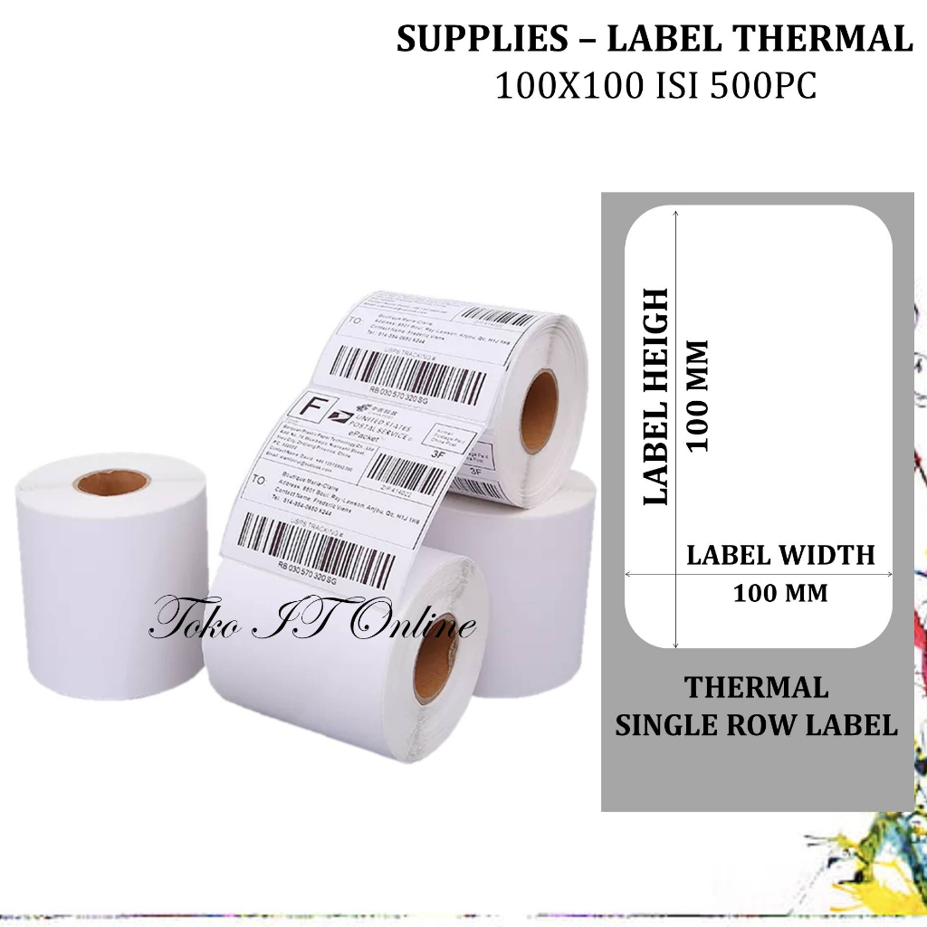 Jual Label Thermal 100x100 isi 500 Stiker Resi Pengiriman Marketplace ...