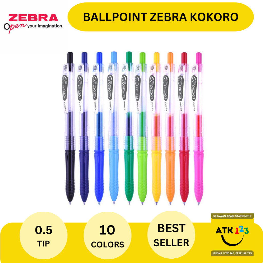 Jual KOKORO Ballpoint Bolpen Pulpen Gel Kokoro Zebra 0.5 Warna Warni ...