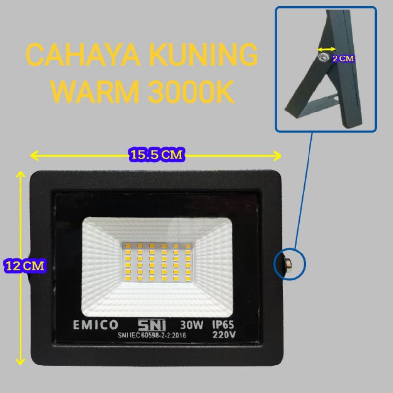 Jual Emico Lampu sorot led 30w led flood light 30 watt led tembak outdoor light SNI | Shopee ...