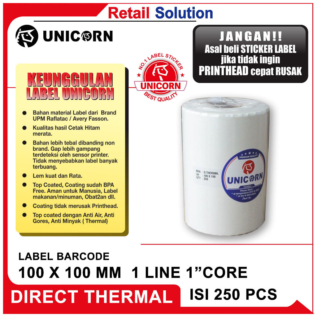 Jual Stiker Resi Label Thermal 100x100 / 100 x 100 mm / 10x10 CM isi ...