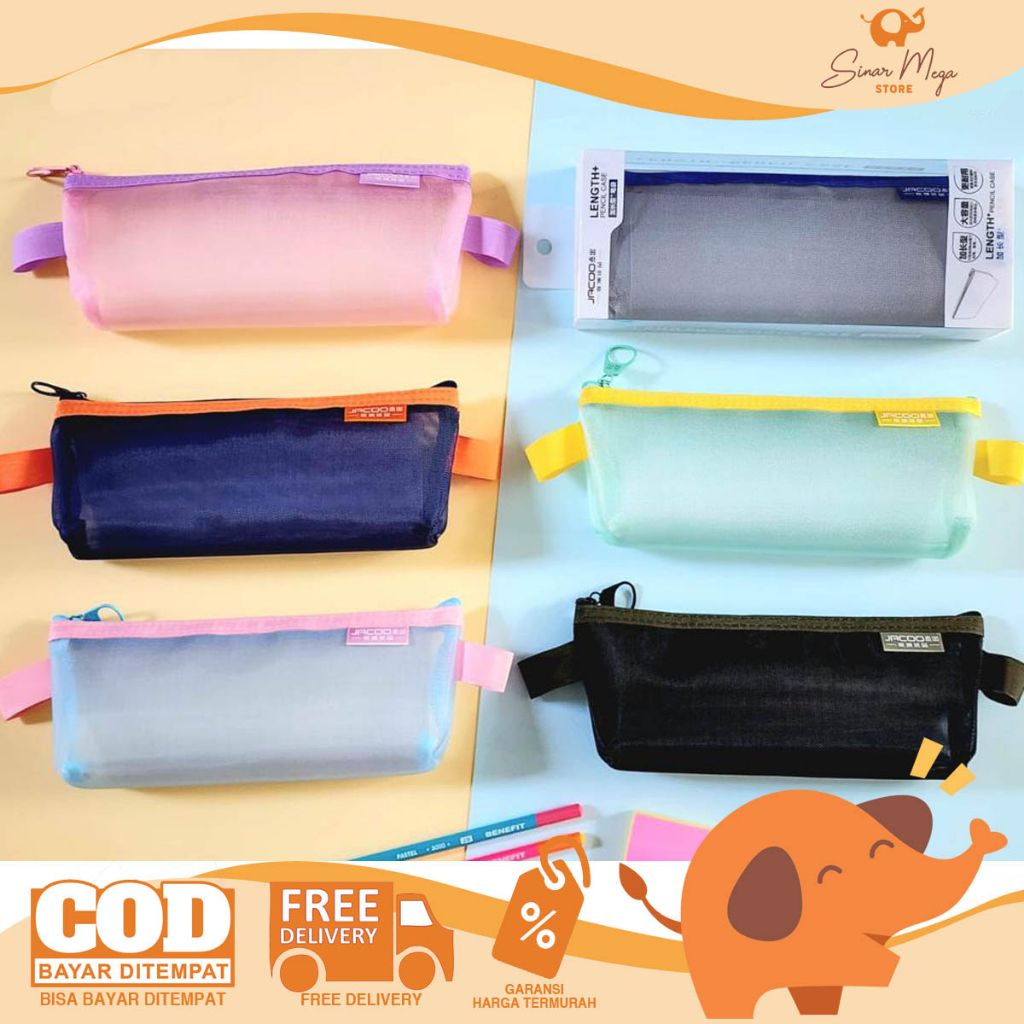 Jual Jala Kotak Pensil JC-5228 / Tempat Pensil Transparan Jaring Bahan ...