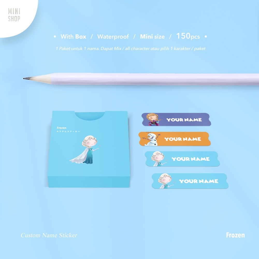 Jual Stiker Nama Custom Waterproof Frozen ( Elsa Anna Olaf ) | Shopee ...