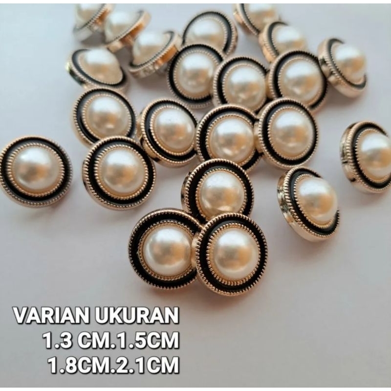 Jual Kancing Baju Mutiara Timbul List Hitam 13mm dan 15mm Isi 100pcs ...