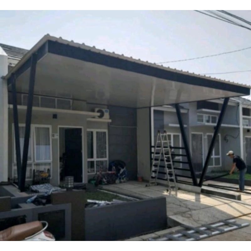 Jual kanopi atap alderon rangka baja +plafon PVC 1 paket terpasang ...