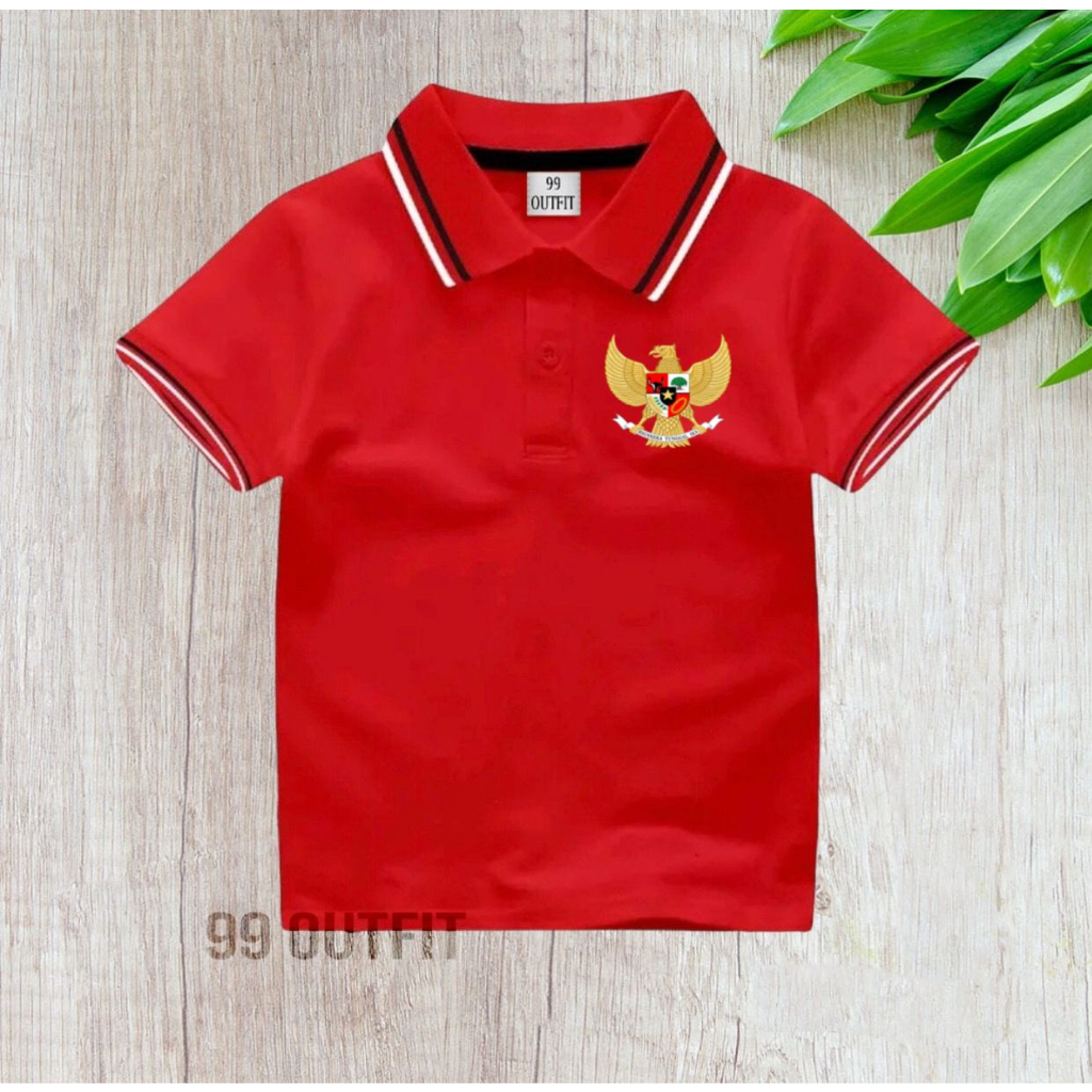 Jual ATASAN WANGKY KERAH POLO ANAK UNISEX LOGO GARUDA INDONESIA MERAH ...