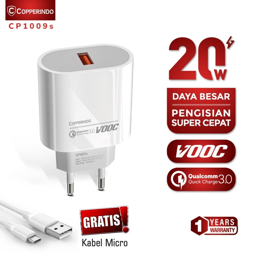 Jual Copper Charger Series CP1009s 20watt ( Support VOOC + Fast ...