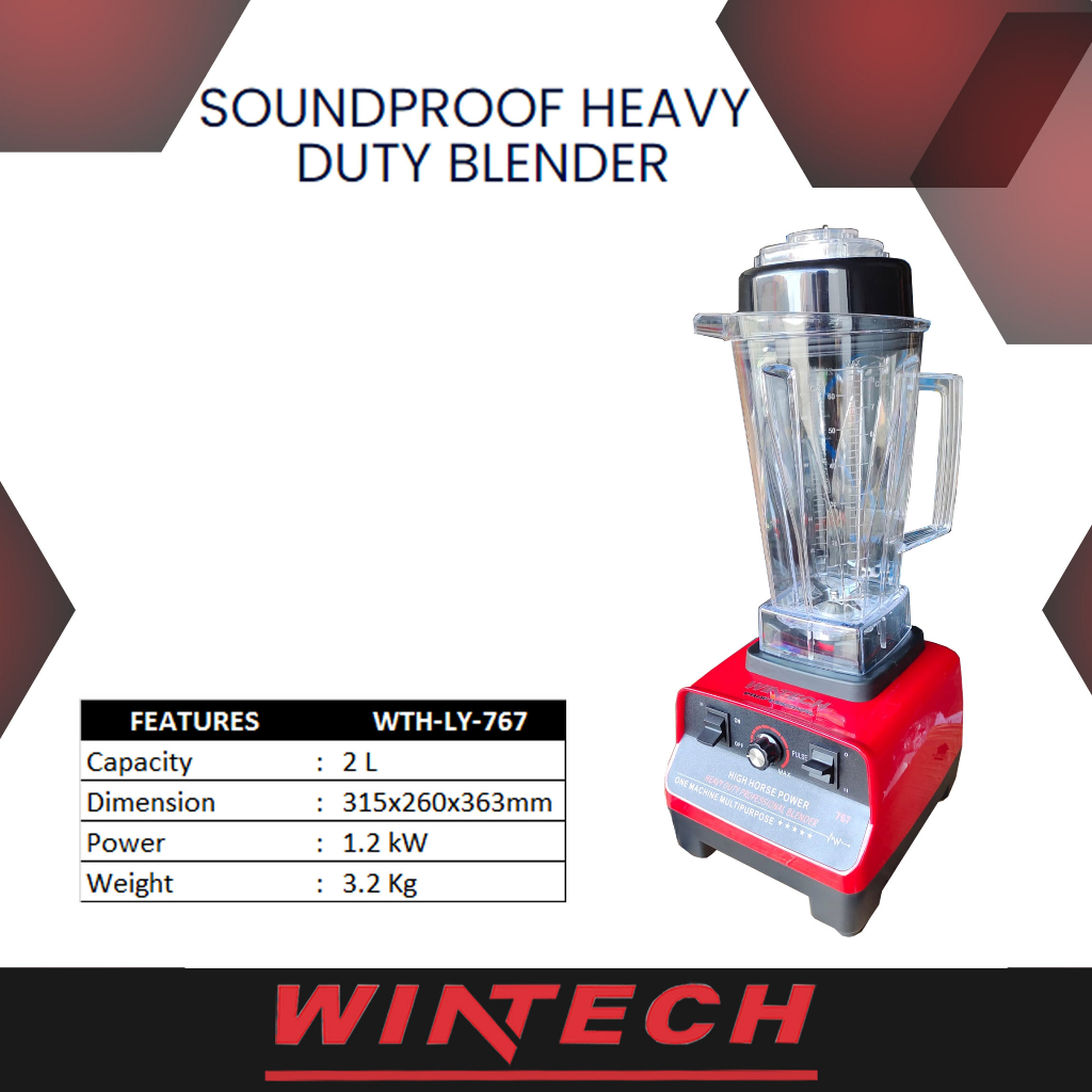 Jual Wintech WTH-LY-767 Heavy Duty Blender - Blender Bumbu Commercial - Blender Es Batu | Shopee ...