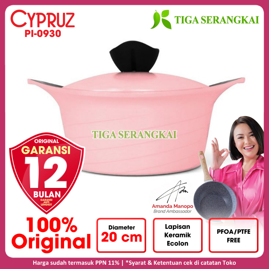 Jual Cypruz Pot Pan Panci Ceramic Diecast Casserole 20 cm PI0930 PI ...