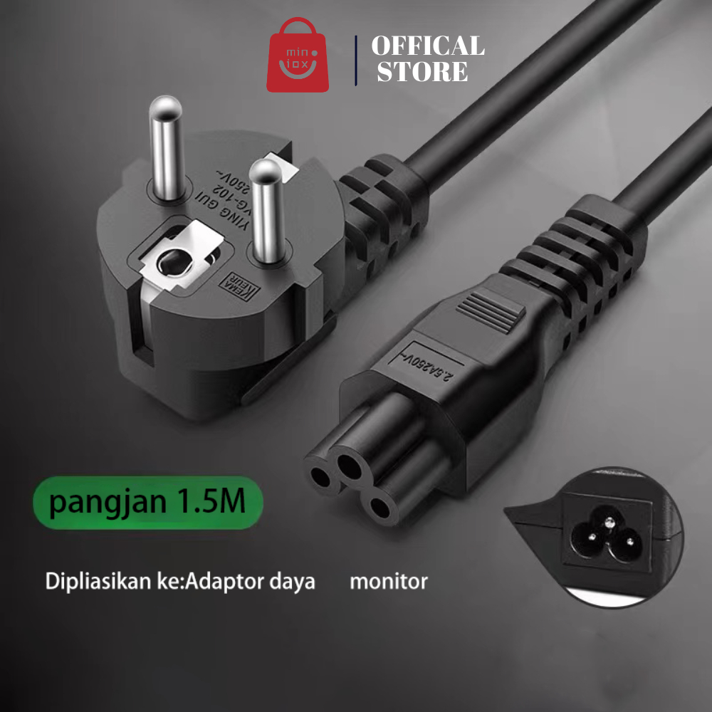 Jual Kabel 1.8m Power Laptop 1.8 meter Cable - HITAM - Hitam | Shopee ...