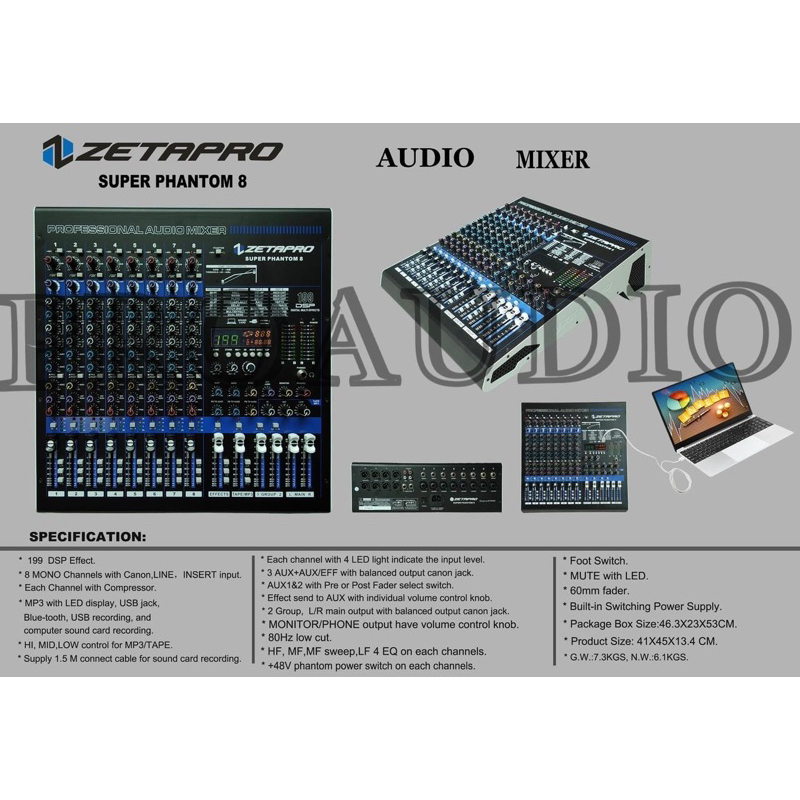 Jual Mixer 8 Channel Zetapro Super Phantom 8 Original Bluetooth USB MP3 | Shopee Indonesia