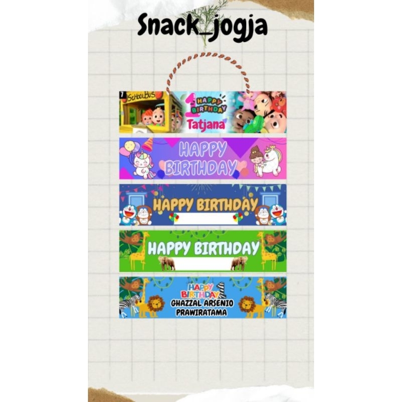 Jual LABEL SNACK ULANG TAHUN + TALI + PLASTIK ( CUSTOM NAMA + FOTO FREE ...
