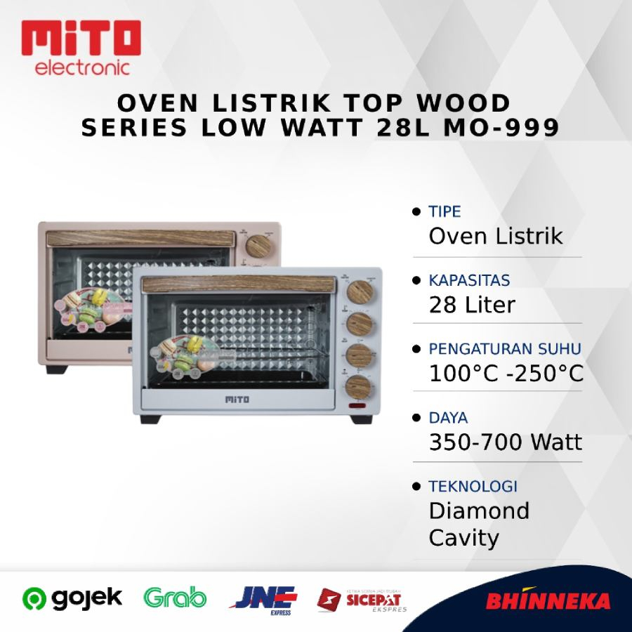 Jual MITO Oven Listrik Top Wood Series Low Watt 28L MO-999 | Shopee ...
