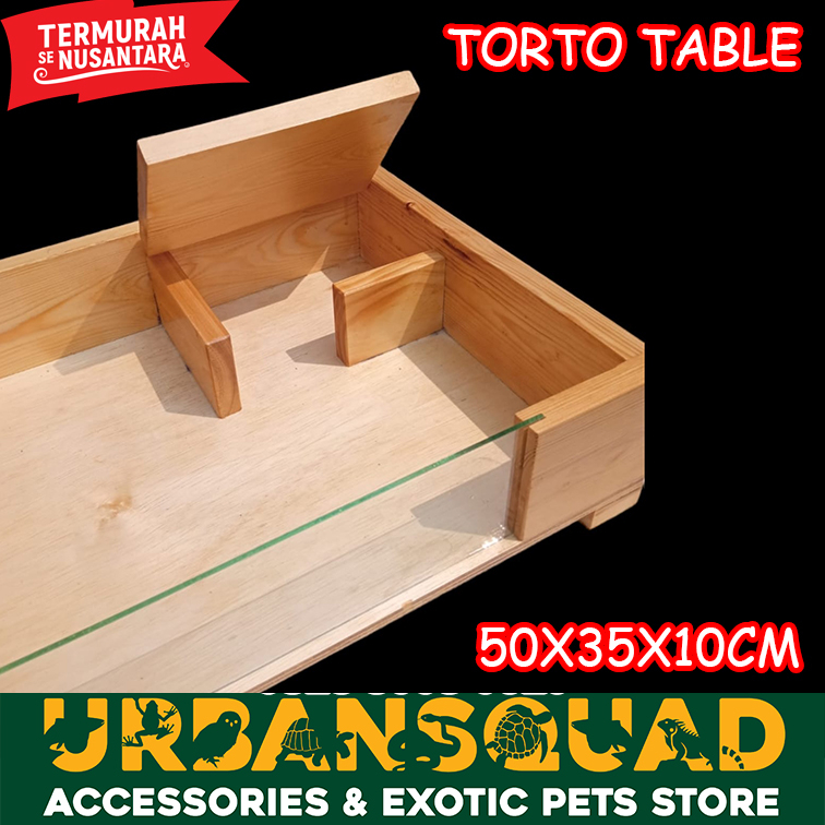 Jual TORTO TABLE TORTAB KAYU KACA 50X35X10 CM KANDANG SULCATA PARDALIS ...