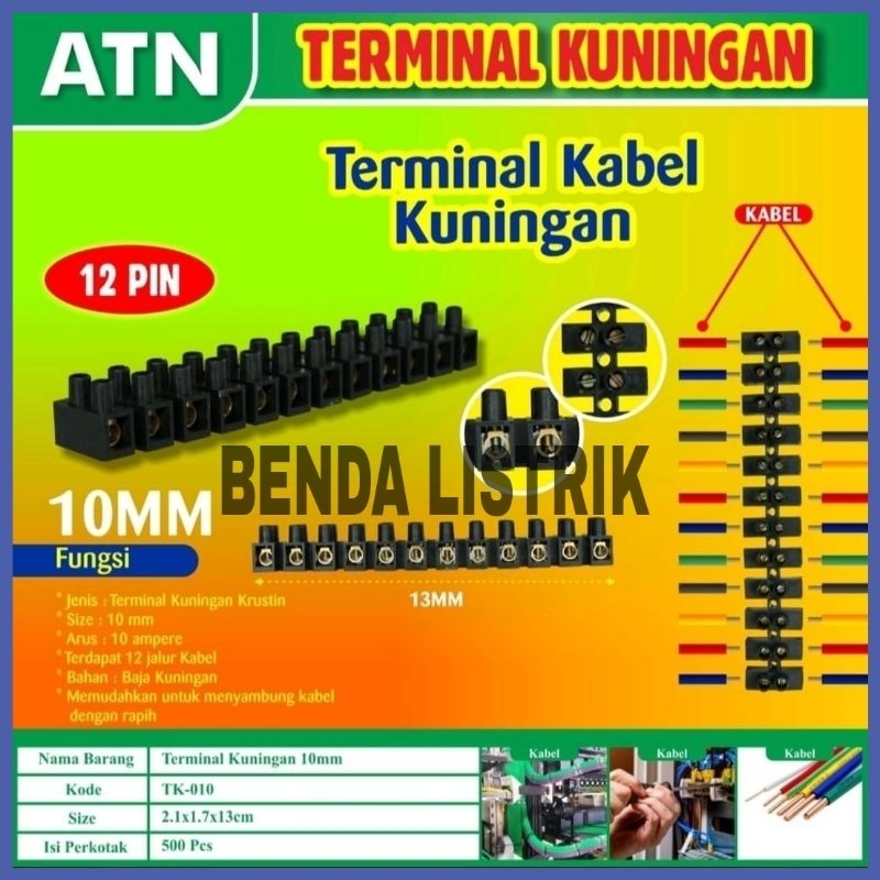 Jual Terminal Blok Krustin 10mm Hitam Plastik ATN | Shopee Indonesia