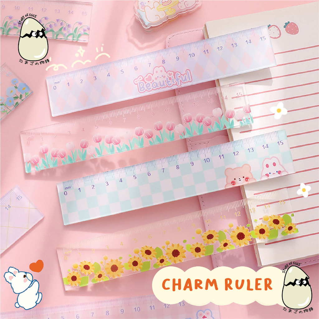 Jual Charm Ruler 15 cm Cute and Aesthetic Penggaris School Suply ATK ...