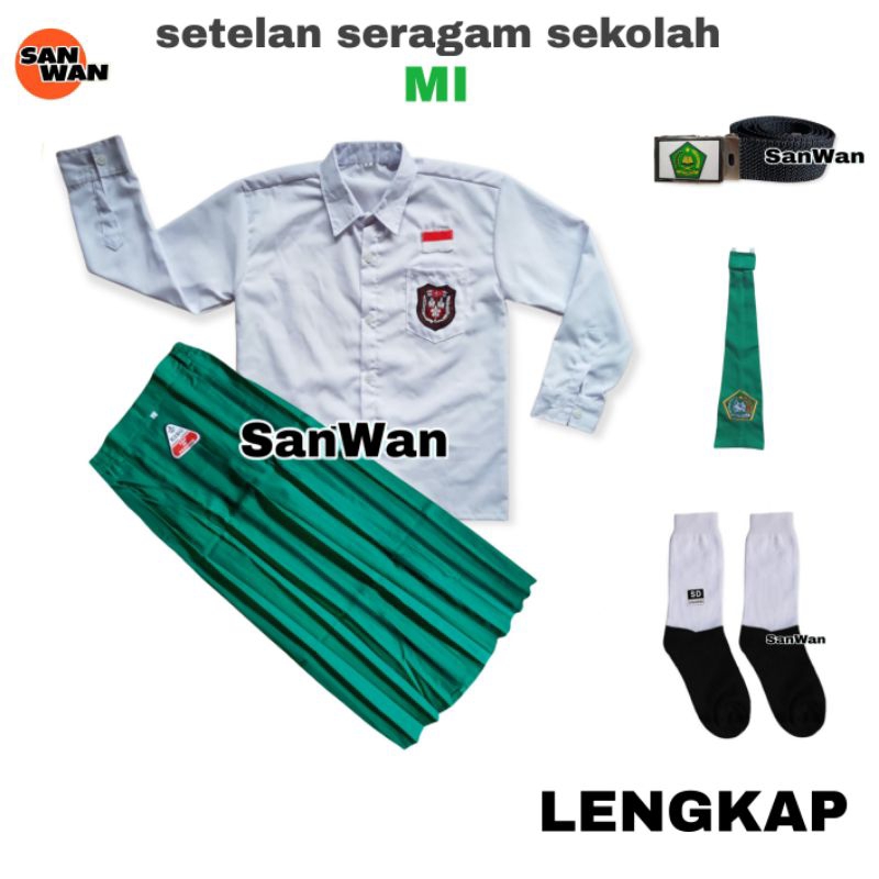 Jual Seragam Sekolah MI Perempuan Setelan Sekolah Dasar Baju Rok Panjang Lengkap Kelas 1-6 SD ...