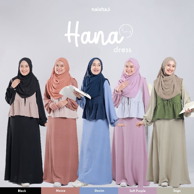 Jual Hana Dress By Naisha Official / Gamis 2 in 1 / Gamis Overall ...