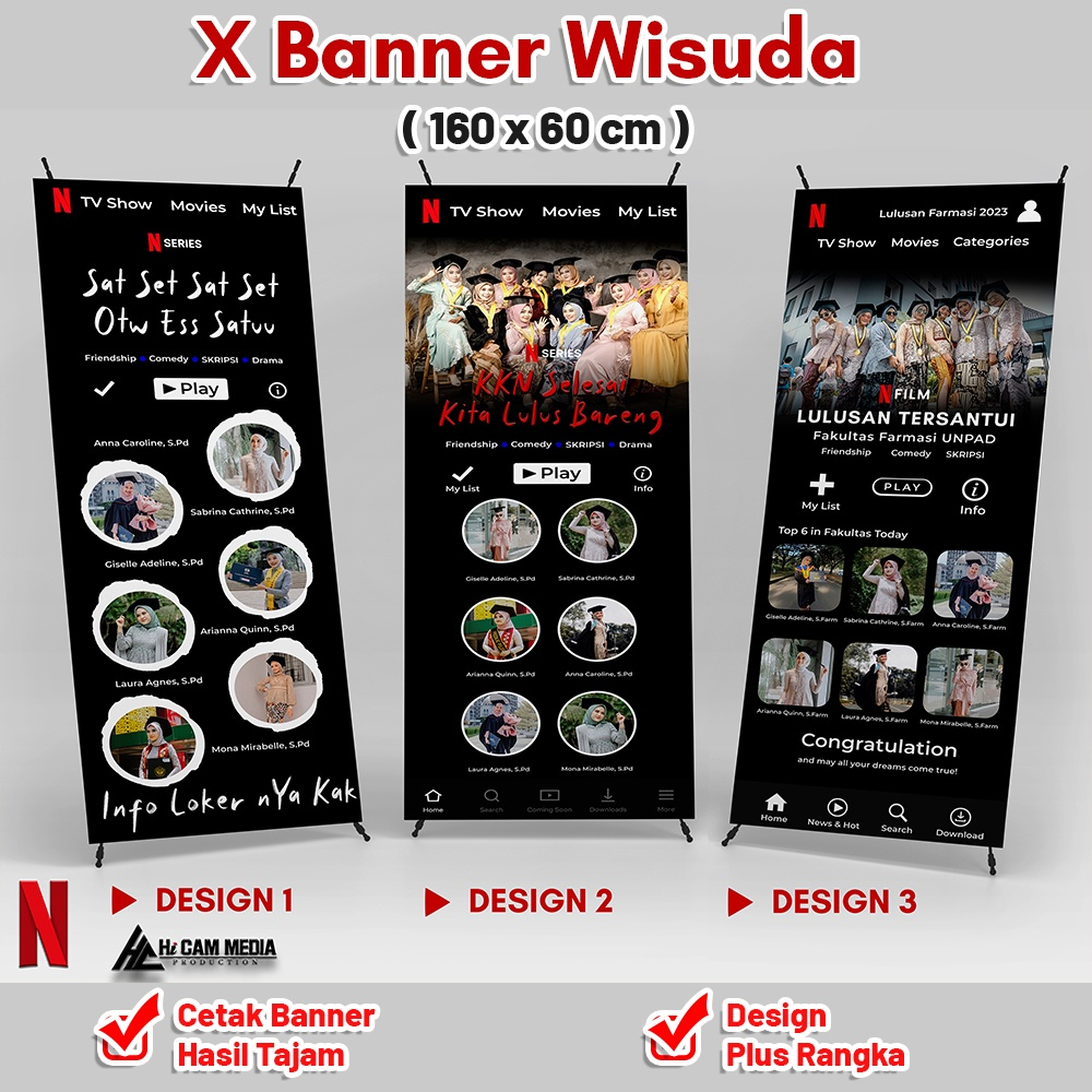 Jual X banner Custom Stand 60 X 160 Free desain 1 hari Jadi x banner ...