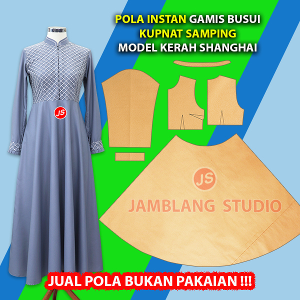 Jual Pola Instan Gamis Busui Kupnat Samping Kerah Shanghai [Pola Baju Jamblang Studio] | Shopee ...