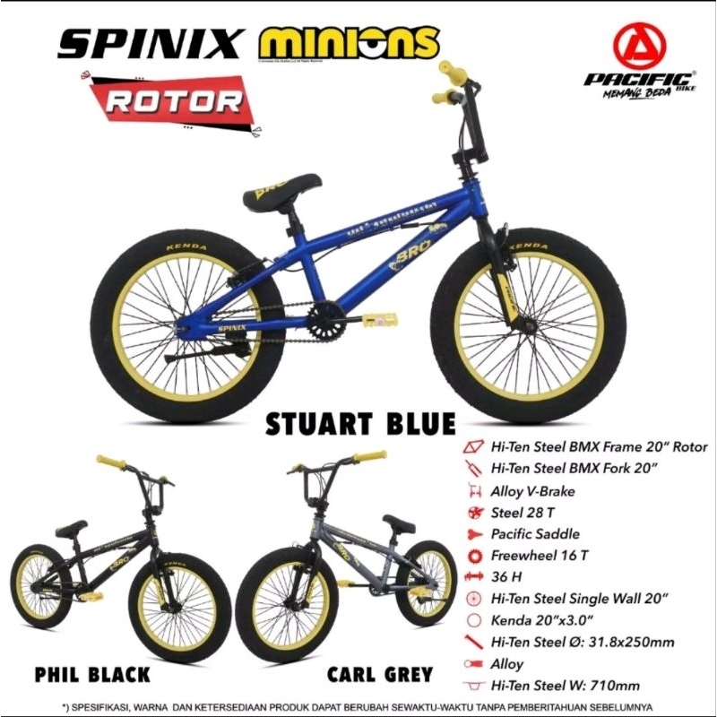 Jual SEPEDA BMX ANAK REMAJA 20 INCH 20" PACIFIC SPINIX MINION MINIONS ROTOR ASLI ORIGINAL MURAH ...
