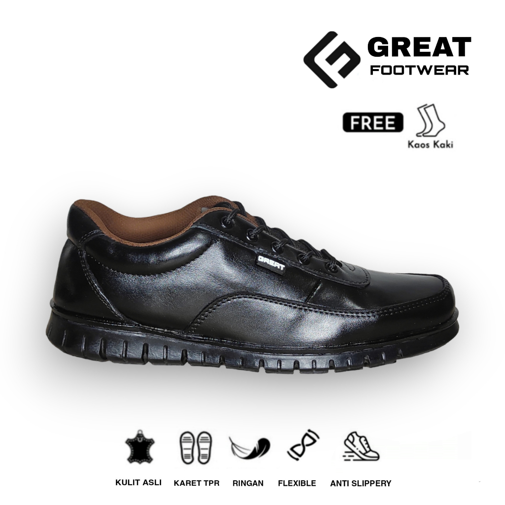 Jual GREAT FOOTWEAR Sepatu Sneakers Pria Kulit Asli Sepatu Kerja Kantor ...