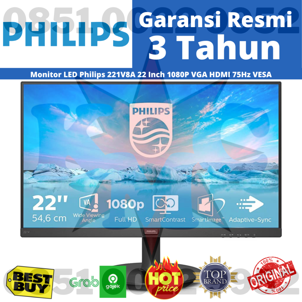 Jual Monitor Philips 221V8A 22 Inch 1080p Monitor 22" Speaker 75Hz ...