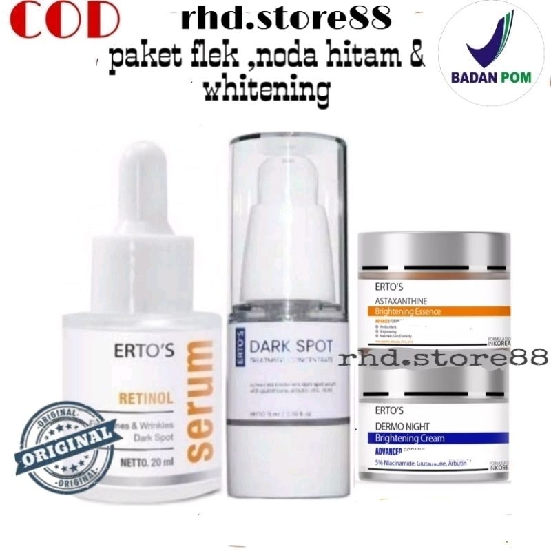 Jual ERTOS PAKET PENGHILANG FLEK DAN NODA HITAM (serum retinol,dark spot, astaxanthine cream ...