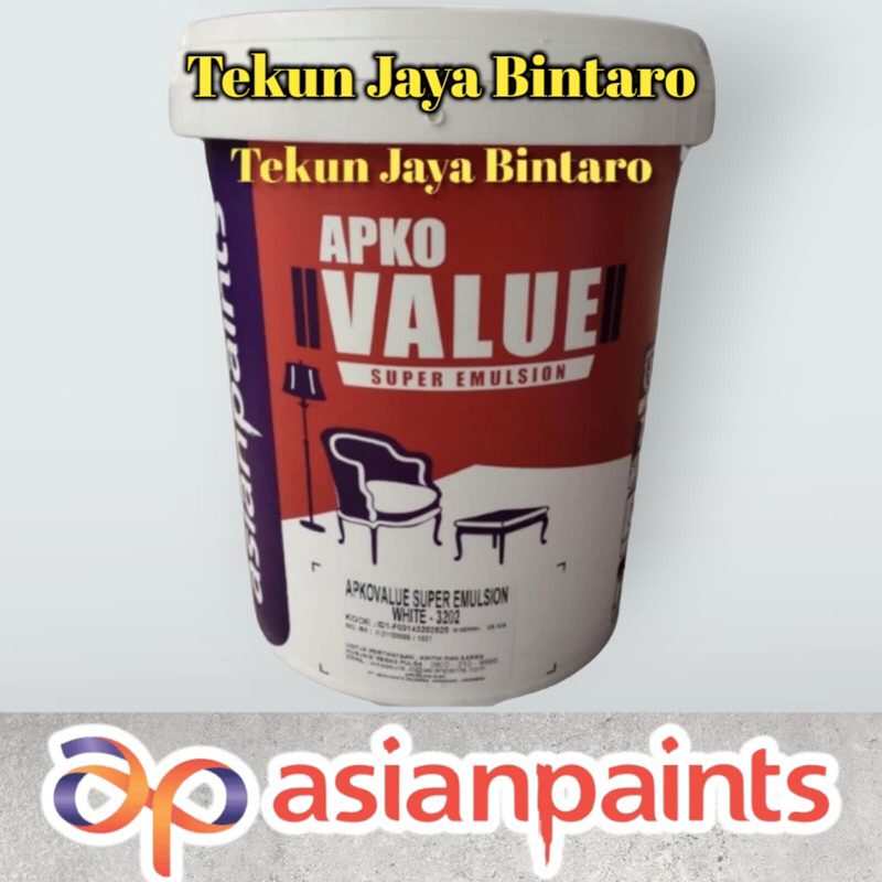 Jual CAT TEMBOK ASIAN PAINT APKO VALUE WHITE 3202 PUTIH 25 KG/ PAIL ...