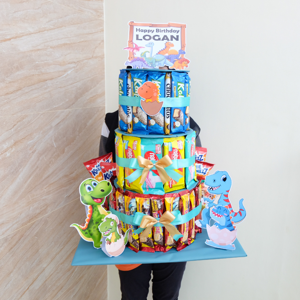Jual Dino Cute Dinosaurus Snack Tart Tower Cake Birthday / Kue Cemilan ...