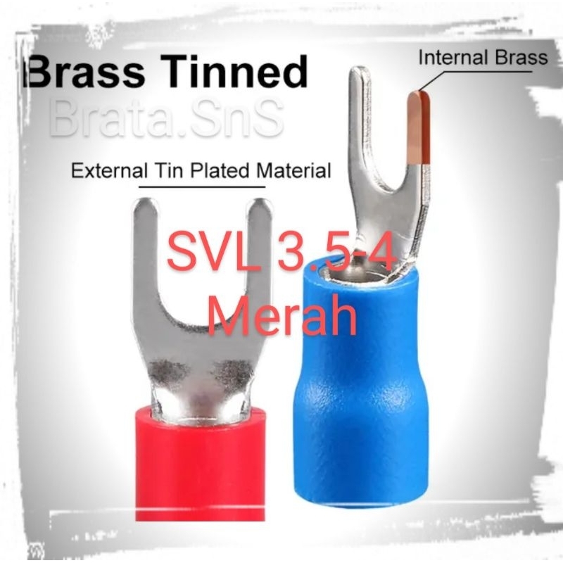 Jual Skun Y / Skun Garpu / Cable Lug SVL 3.5-4 ( Red Insulating ) | Shopee Indonesia