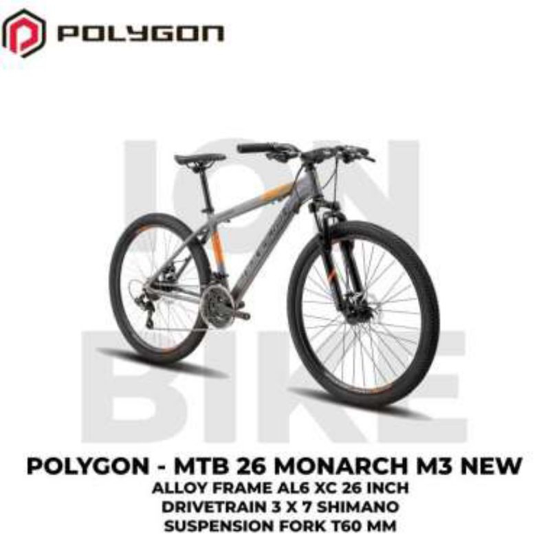 Jual Sepeda Gunung Polygon monarch M3 roda 26inchi 7 speed sepeda mtb polygon monarch M3 grey ...