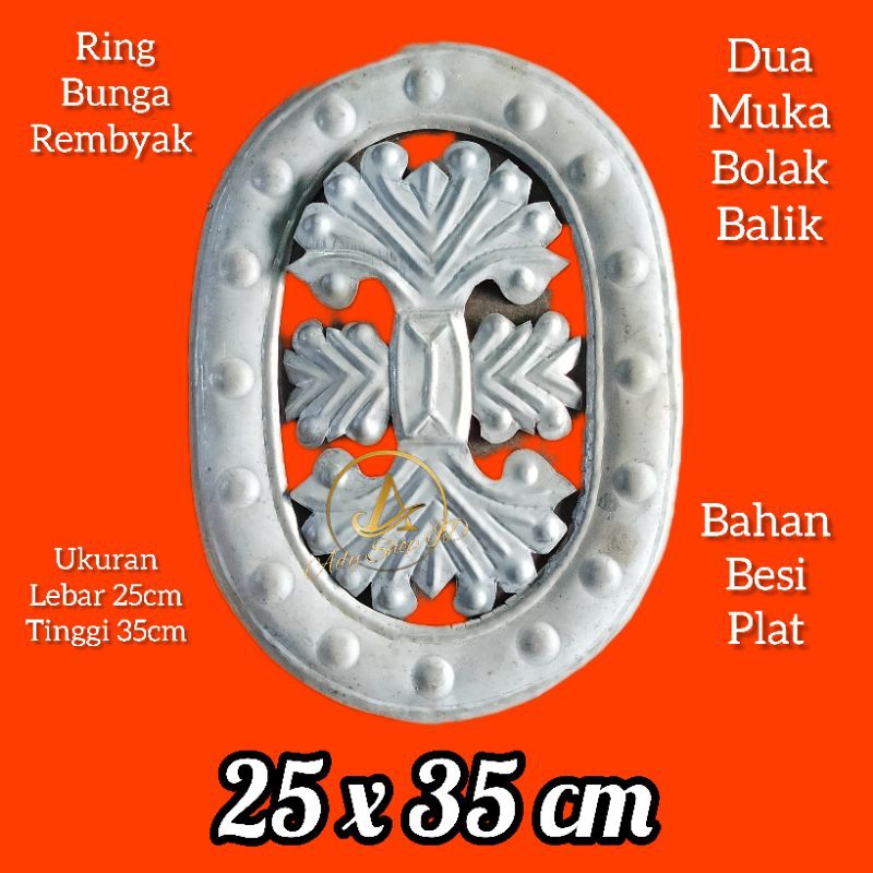 Jual ornamen motif ring bunga rembyak ukuran 25x35cm dua muka bahan ...