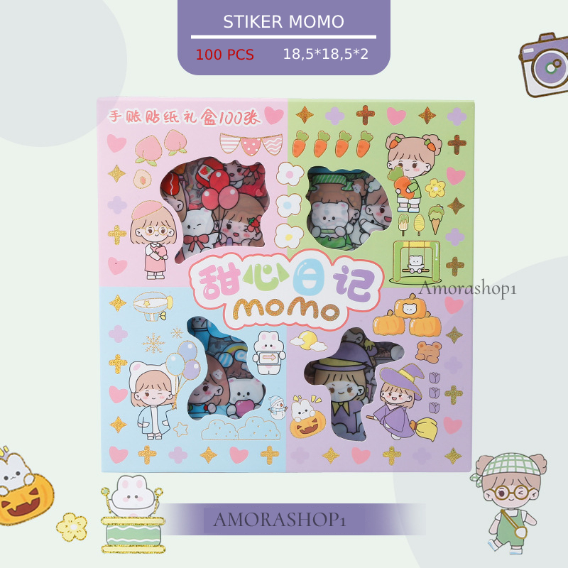 Jual Sticker Momo Sticker Waterproof 1 Box Isi 100 Lembar Dan Sudah ...
