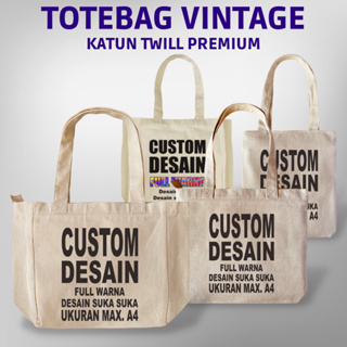Jual Tote bag Custom Kanvas Tebal Premium Serat Twill Totebag Nudie Bags Custom Penutup ...