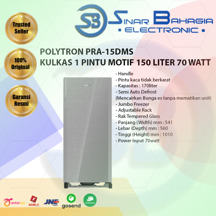 Jual POLYTRON PRA-15DMS KULKAS 1 PINTU MOTIF 150 LITER 70 WATT (NEW ...