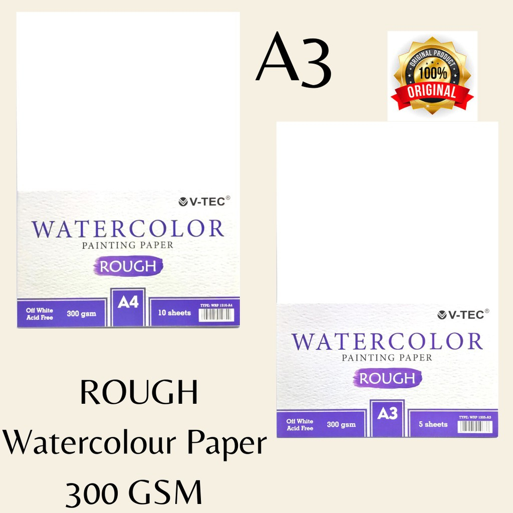 Jual BN - Watercolor Painting Paper Rough V-Tec 300gsm A3/A4 / Kertas ...