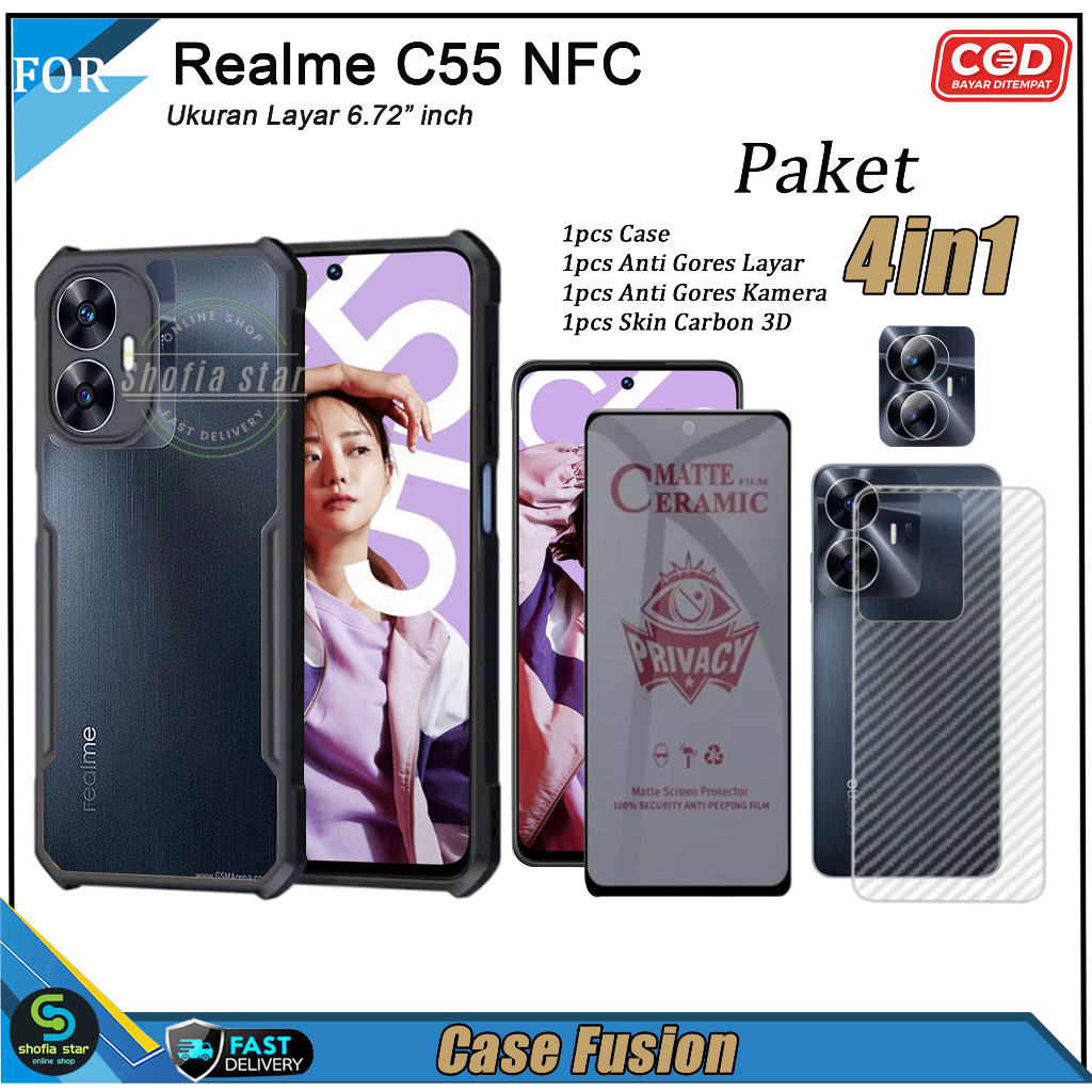 Jual PAKET 4in1 Case Realme C55 NFC C33 C35 C31 8 8i Narzo 50A Prime ...